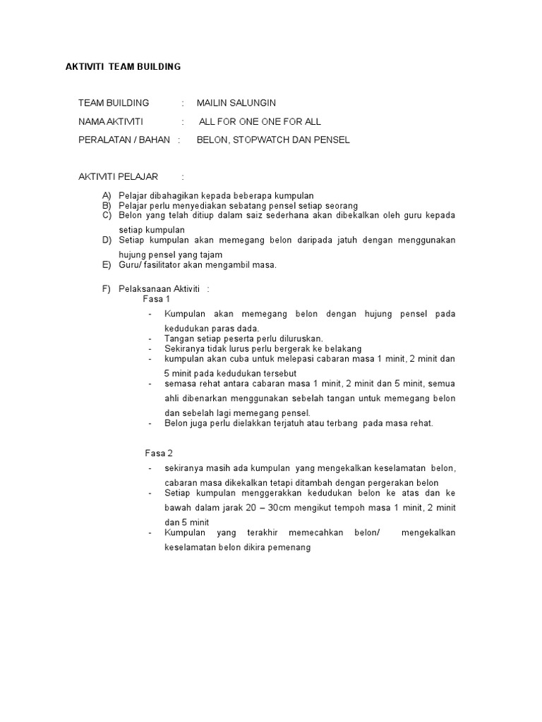 Aktiviti Team Building | PDF