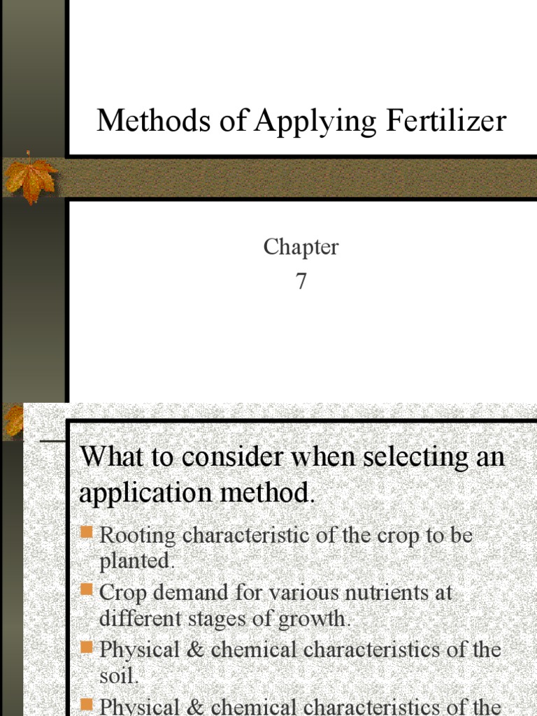 Methods of Applying Fertilizer | PDF | Irrigation | Fertilizer