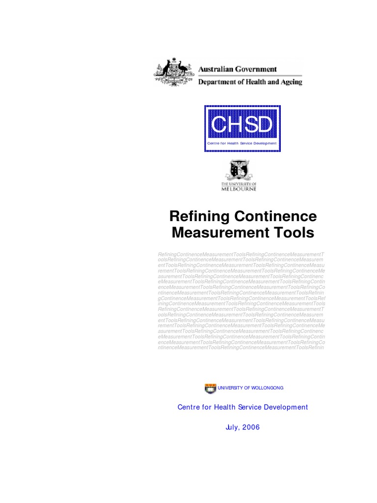 Refining Continence Measurement Tools: Centre For Health Service ...