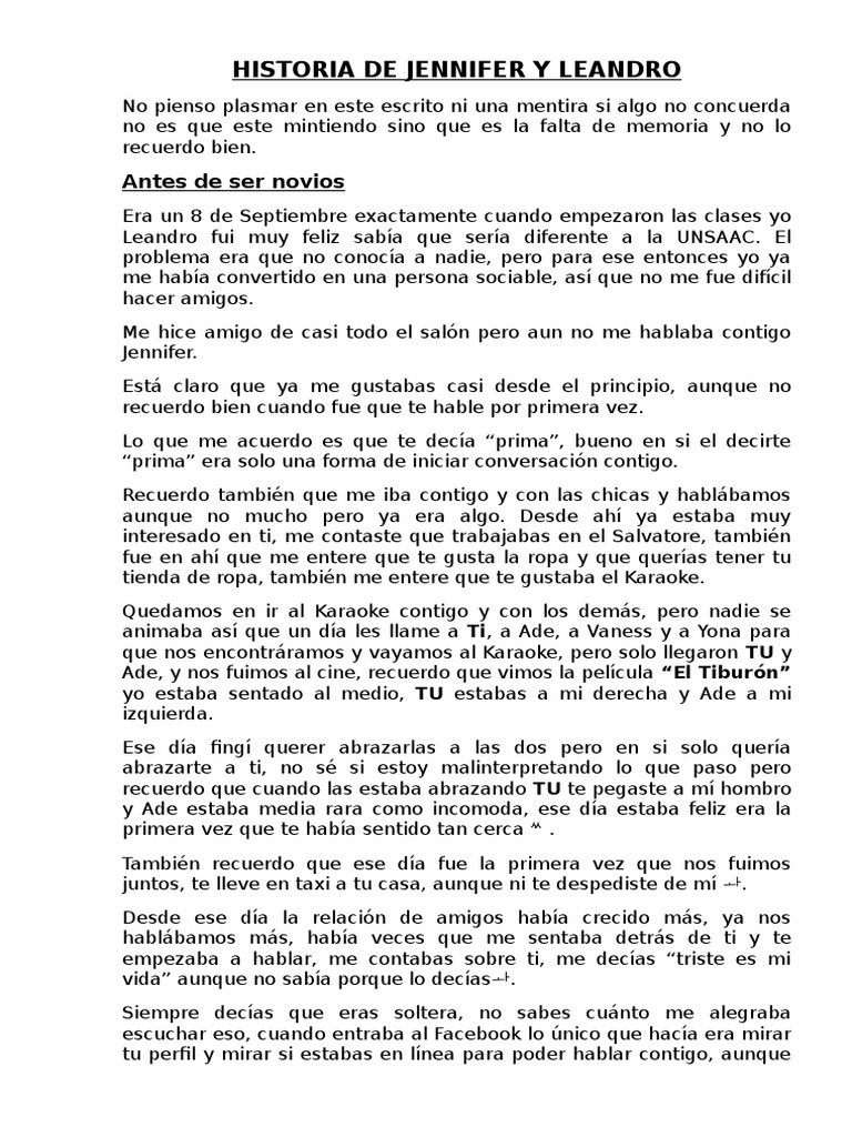 Historia de Jennifer y Leandro | PDF | Arte