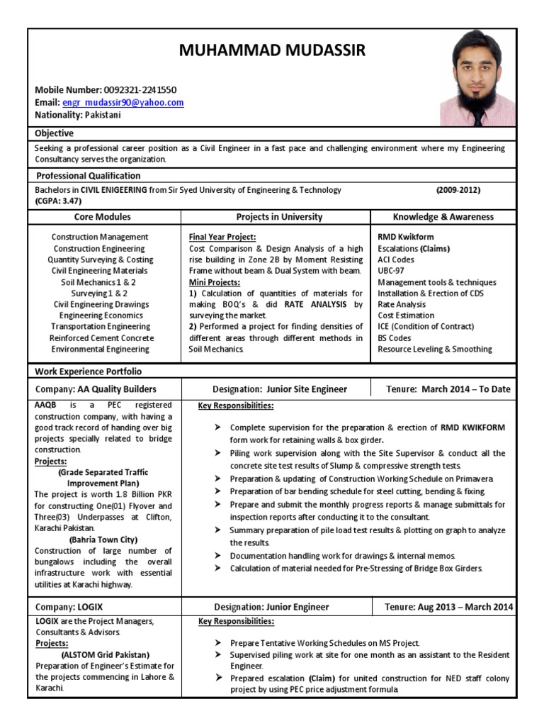Muhammad Mudassir Resume PDF | PDF | Engineering | Civil Engineering