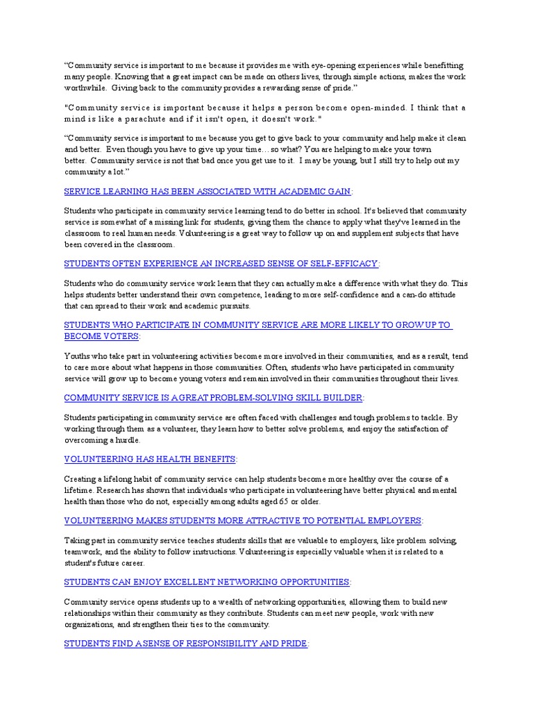 Community Service | PDF | Volunteering | Community