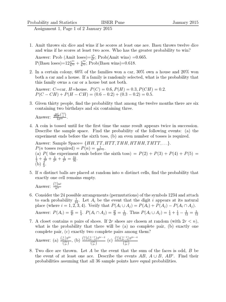 Probability and Statistics Problems: Calculating the Probability of ...