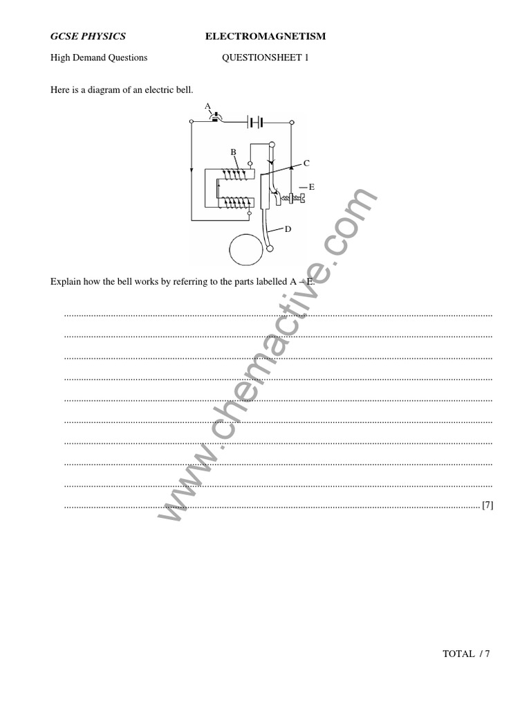 GCSE Electromagnetism Question Sheets | PDF | Electric Motor ...