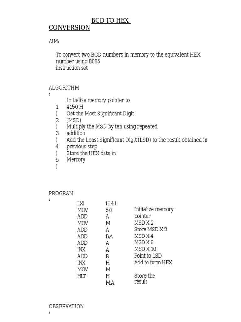 BCD To Hex Conversion | Download Free PDF | Binary Coded Decimal ...