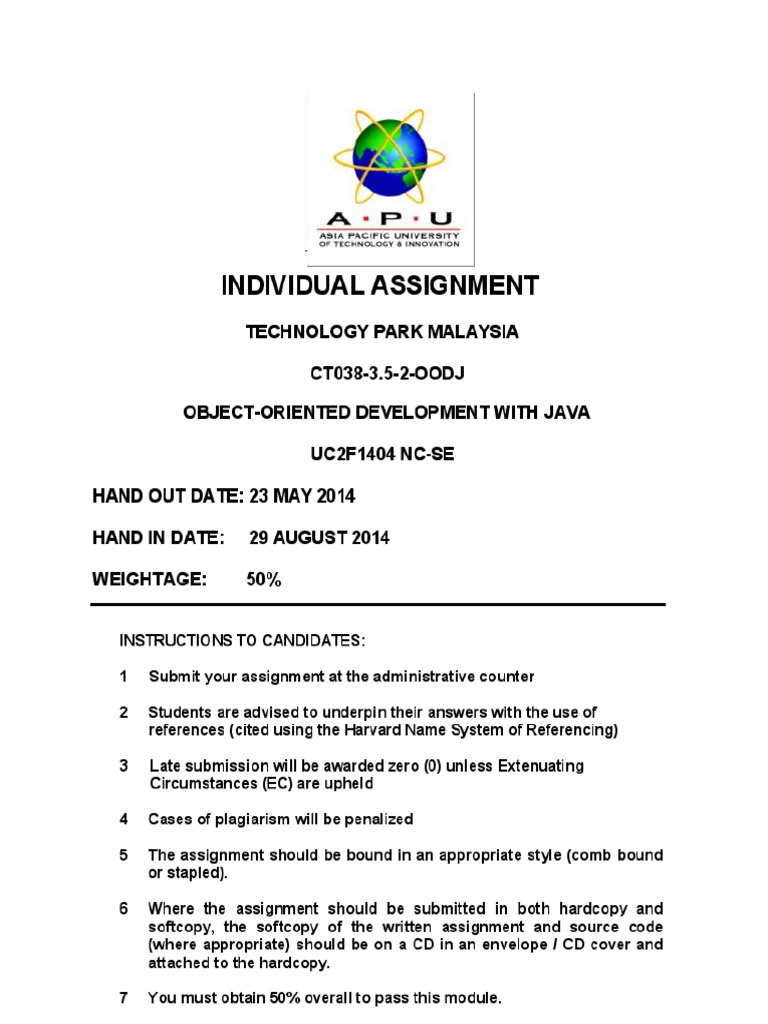 Oodj Assignment Pdf Class Computer Programming Object Computer Science 5529