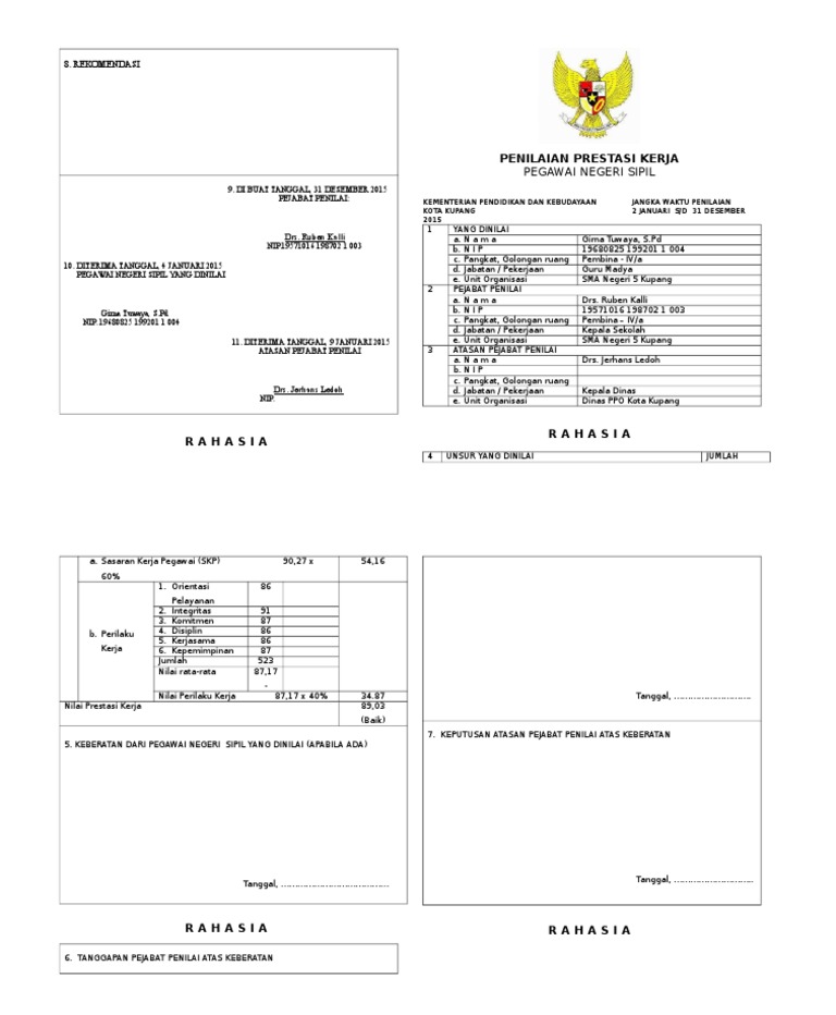 Contoh DP3 Hasil SKP | PDF | Kajian Bahasa Asing