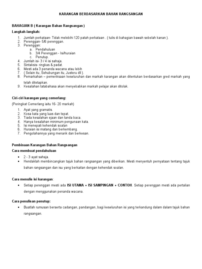 Karangan Berdasarkan Bahan Rangsangan | PDF