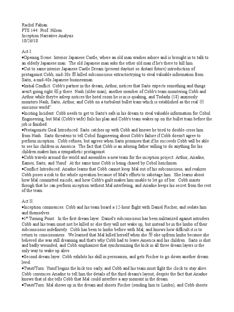 Inception Narrative Analysis | PDF