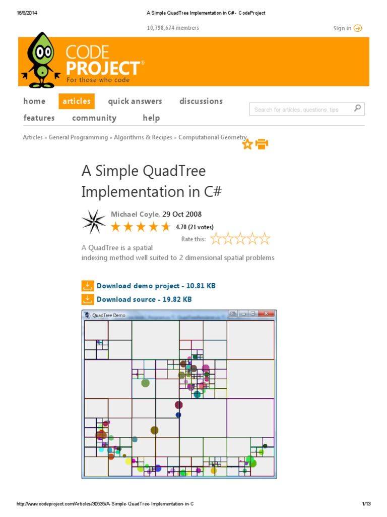 A Simple Quadtree Implementation In C Codeproject Download Free Pdf Areas Of Computer