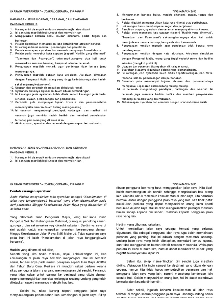 Karangan Jenis Ucapan/Ceramah Dan Syarahan | PDF | Kajian Bahasa Asing