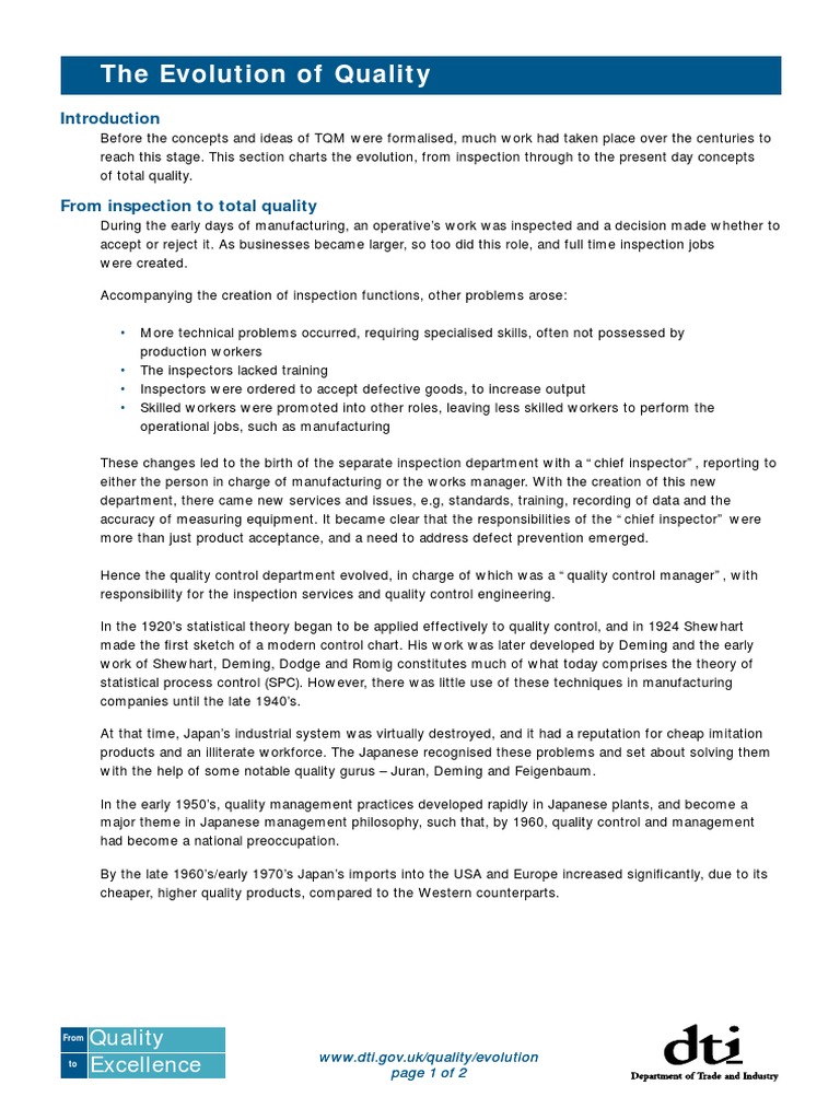 Quality Management History | Download Free PDF | Standardization ...