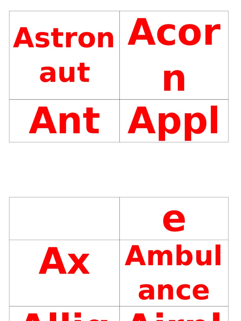 Names For Alphabet Picture Cards PDF
