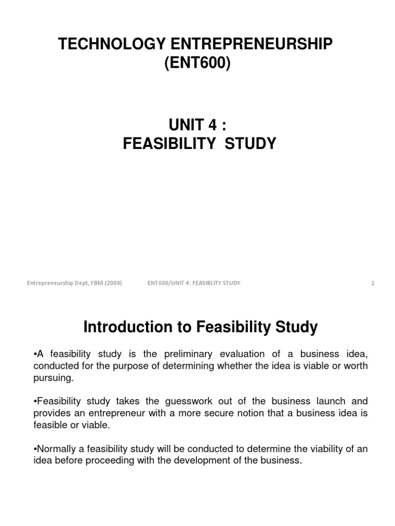 Unit 4 Feasibility Study | PDF | Feasibility Study | Entrepreneurship