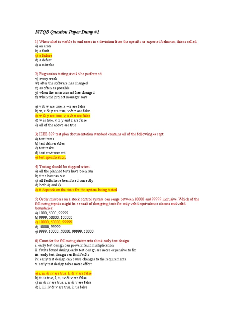 ISTQB Sample Question Paper #1 | PDF | Software Testing | Systems Theory