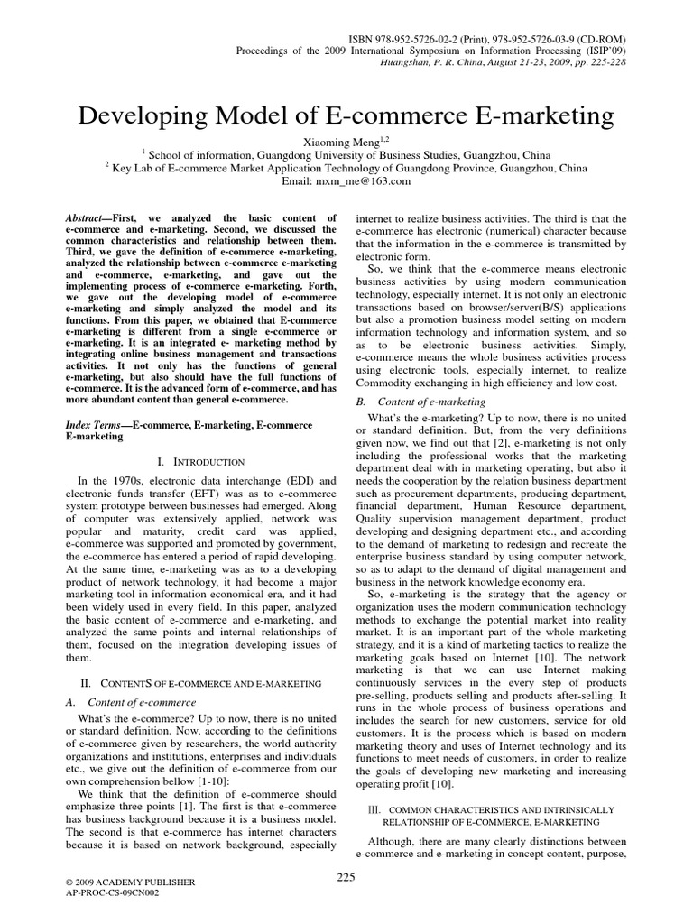 Developing Model of E-Commerce E-Marketing: Abstract-First, We Analyzed ...