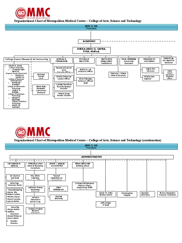 Metropolitan Medical Center Org Chart | PDF | Wellness | Science ...