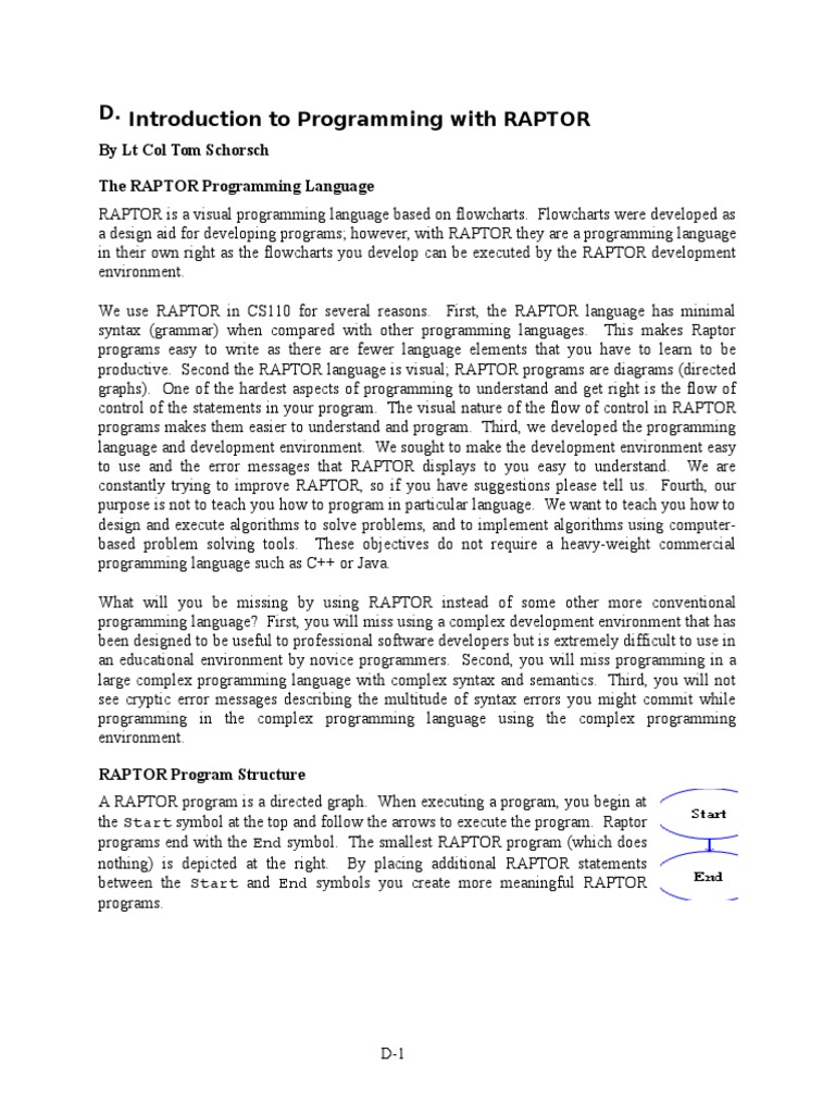 Intro To Programming With RAPTOR | PDF | Variable (Computer Science) | Computer Program