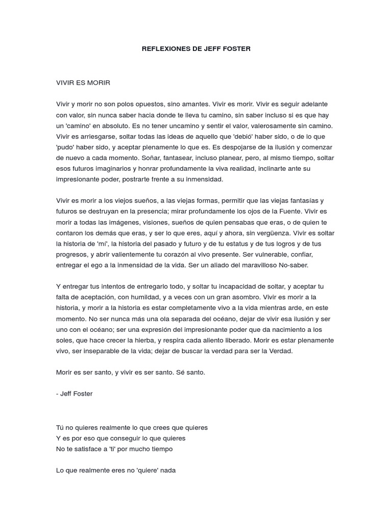 Reflexiones de Jeff Foster | PDF | Realidad | Amor
