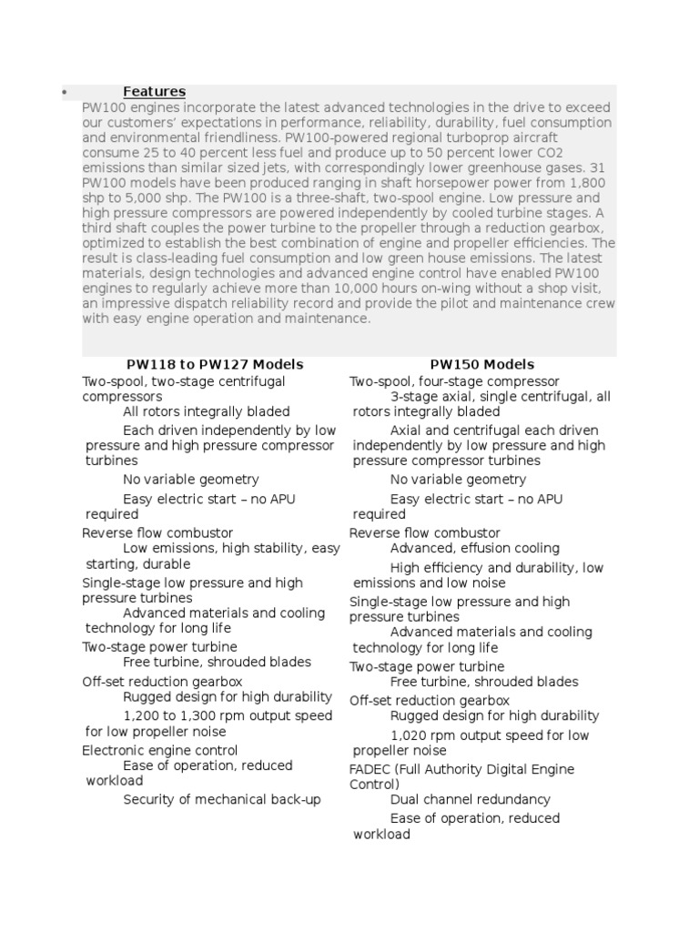 Pw127 Brief | PDF | Turbine | Engines