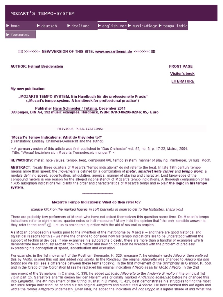 Mozart's Tempo Indications, Mozarts Tempobezeichnungen | PDF | Tempo ...
