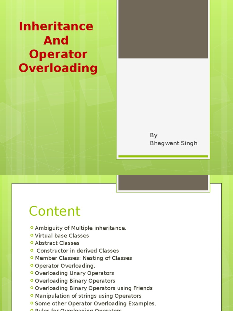 Inheritance And Operator Overloading Pdf C Constructor Object Oriented Programming