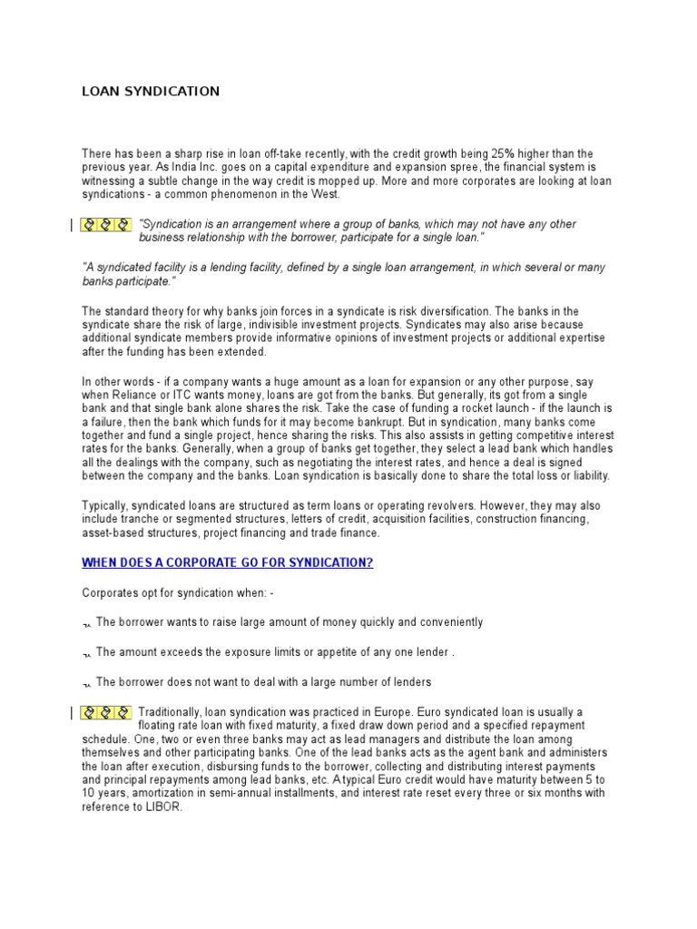 Loan Syndication | Download Free PDF | Syndicated Loan | Loans