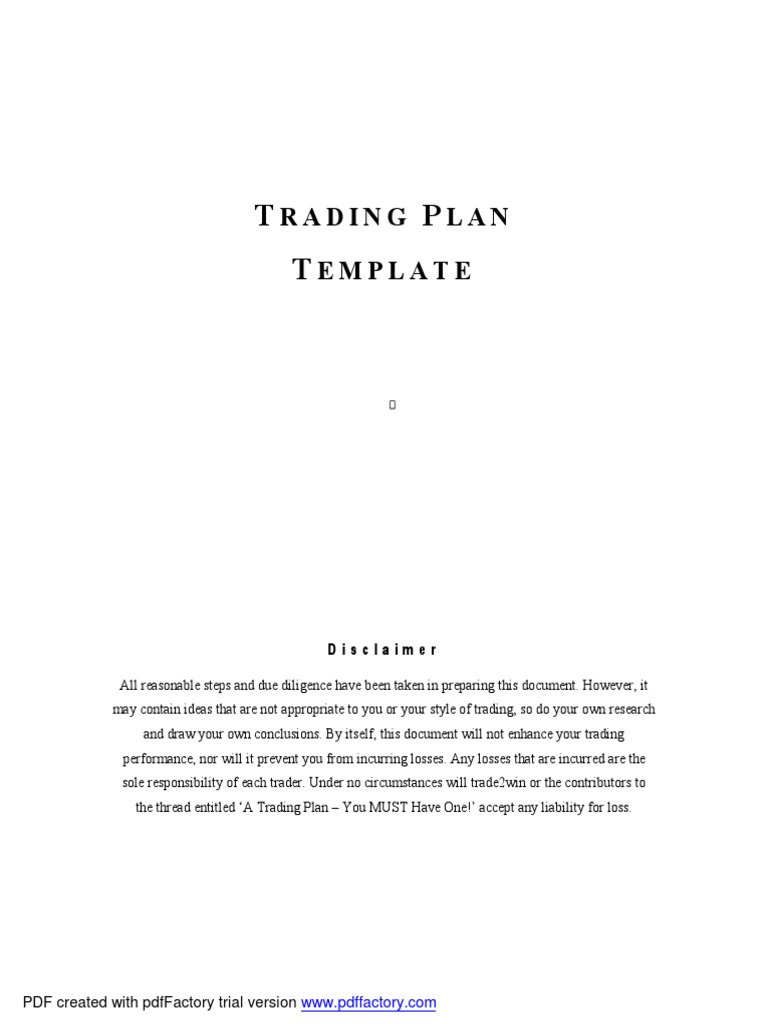 Trading Plan Template | PDF | Day Trading | Futures Contract