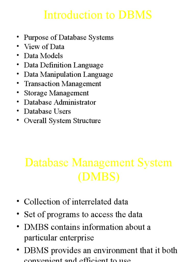 DBMS Introduction | PDF | Conceptual Model | Databases DBMS Introduction | PDF | Conceptual Model | Databases