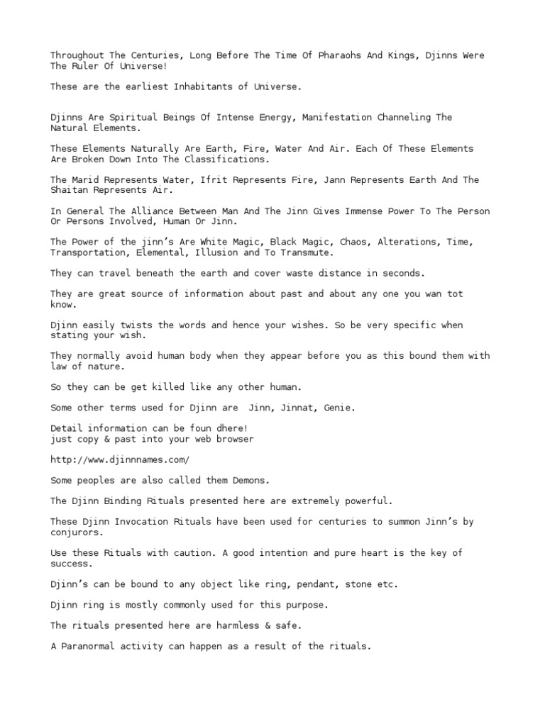 Djinn Summoning and Binding Spells | PDF | Jinn | Paranormal