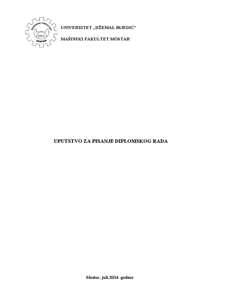 Uputstvo Za Pisanje Diplomskog Rada | PDF