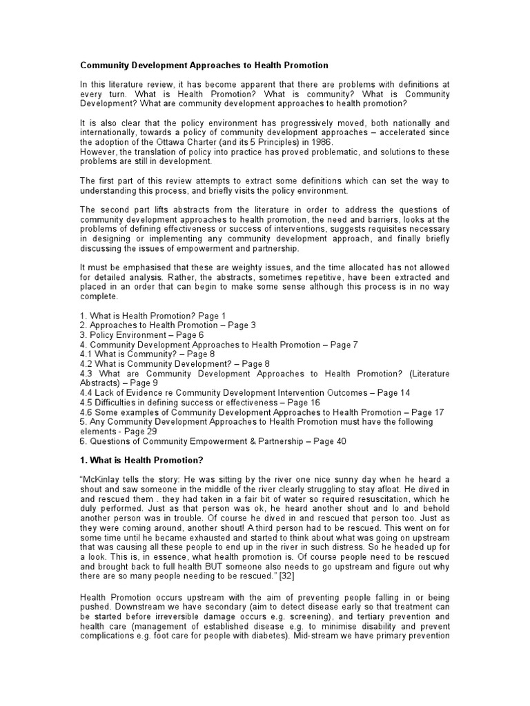 Community Development Approaches To Health Promotion | PDF | Health ...