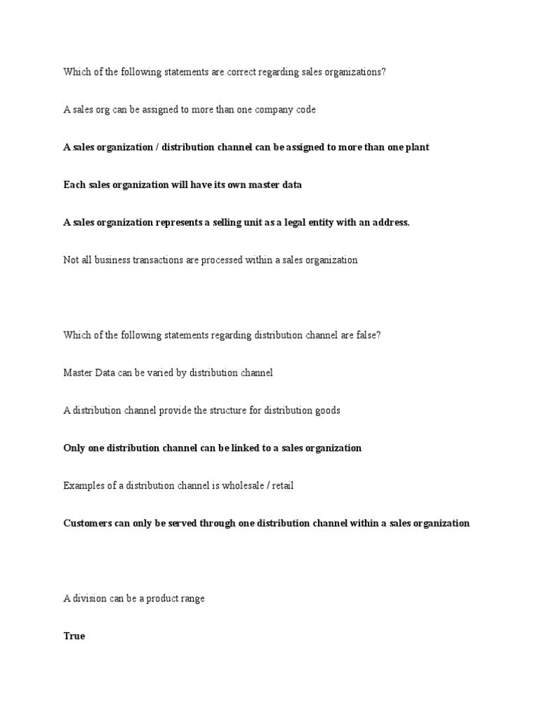 SAP SD Questionnaire | PDF | Invoice | Sales