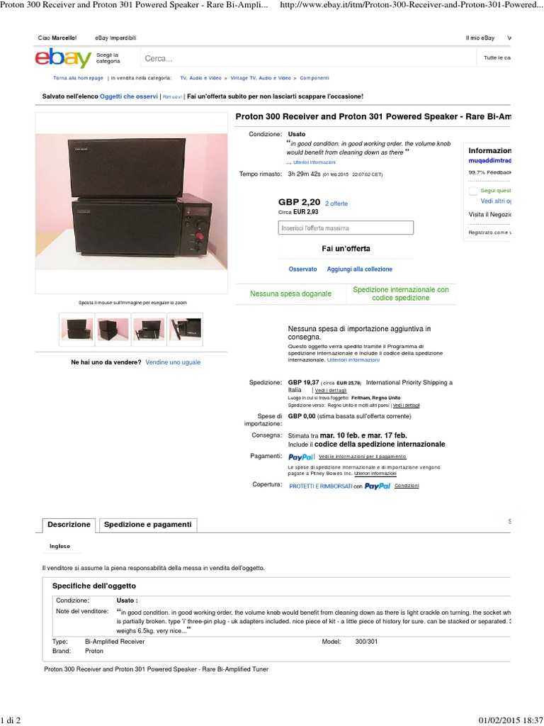 Proton 300 Receiver and Proton 301 Powered Speaker - Bi-Amplified Tuner ...