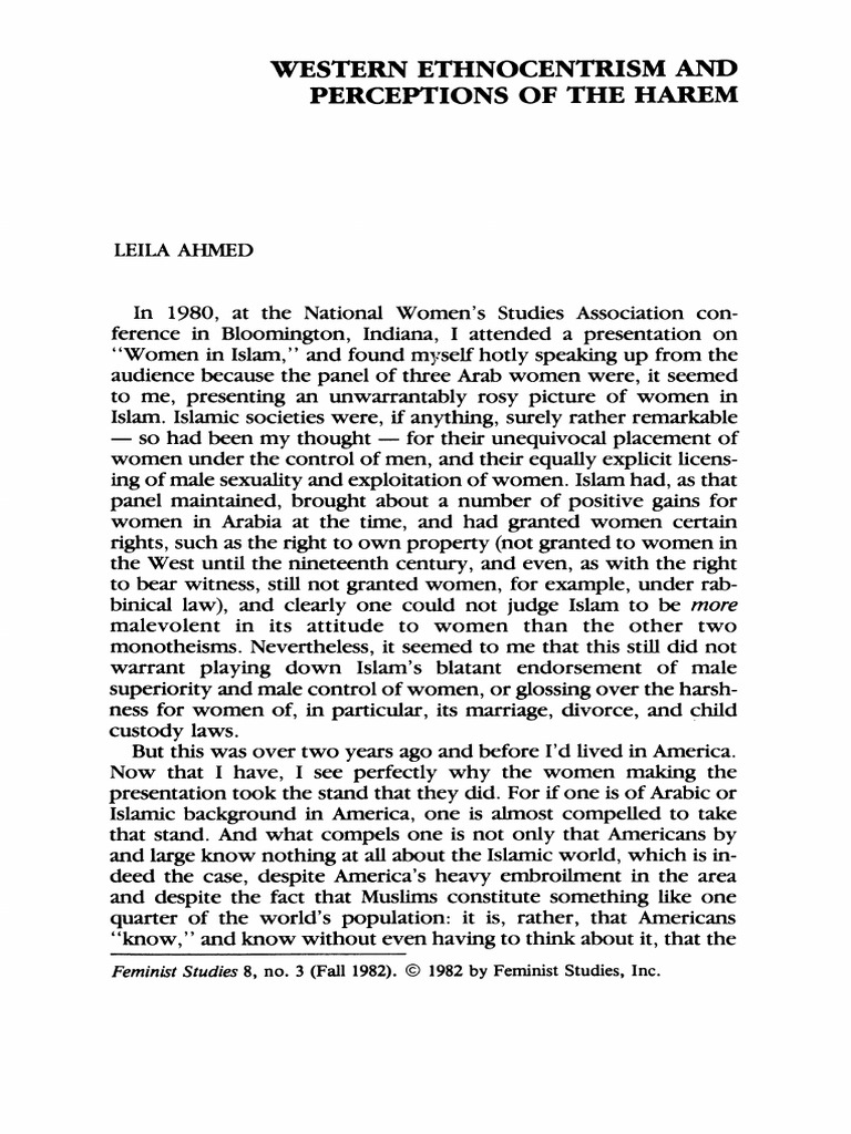 Western Ethnocentrism and Perceptions of The Harem | PDF