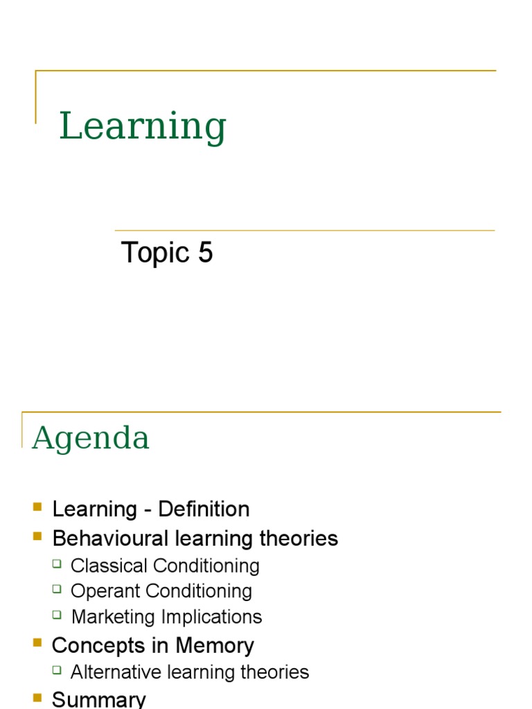 Learning | PDF | Classical Conditioning | Memory
