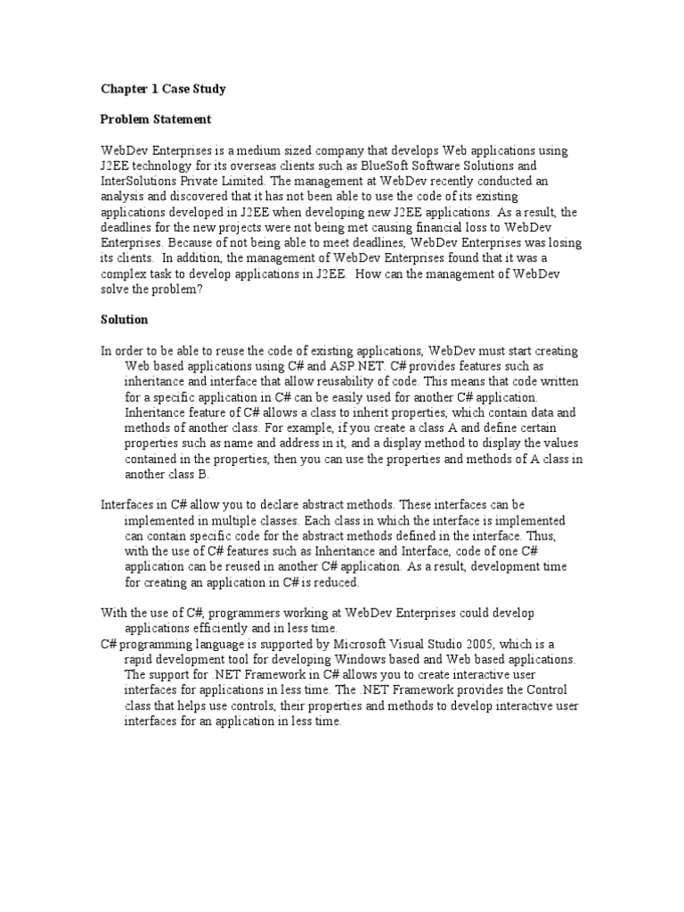 Case Studies of Common Csharp Problems | PDF | C Sharp (Programming ... Case Studies of Common Csharp Problems | PDF | C Sharp (Programming ...
