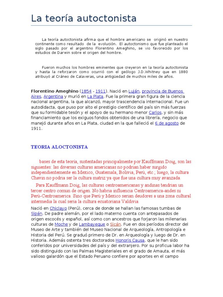La Teoria Autoctonista | PDF | Perú | Doctorado
