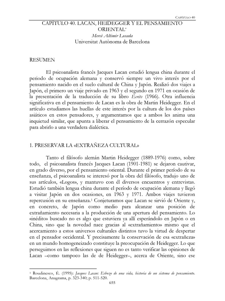 Lacan, Heidegger y El Pensamiento Oriental | PDF