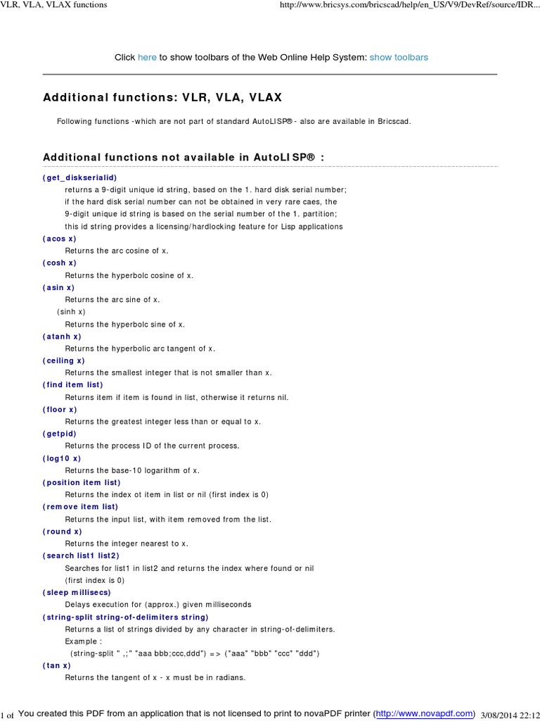 VLR, Vla, Vlax Functions | PDF | Trigonometric Functions | Special ...