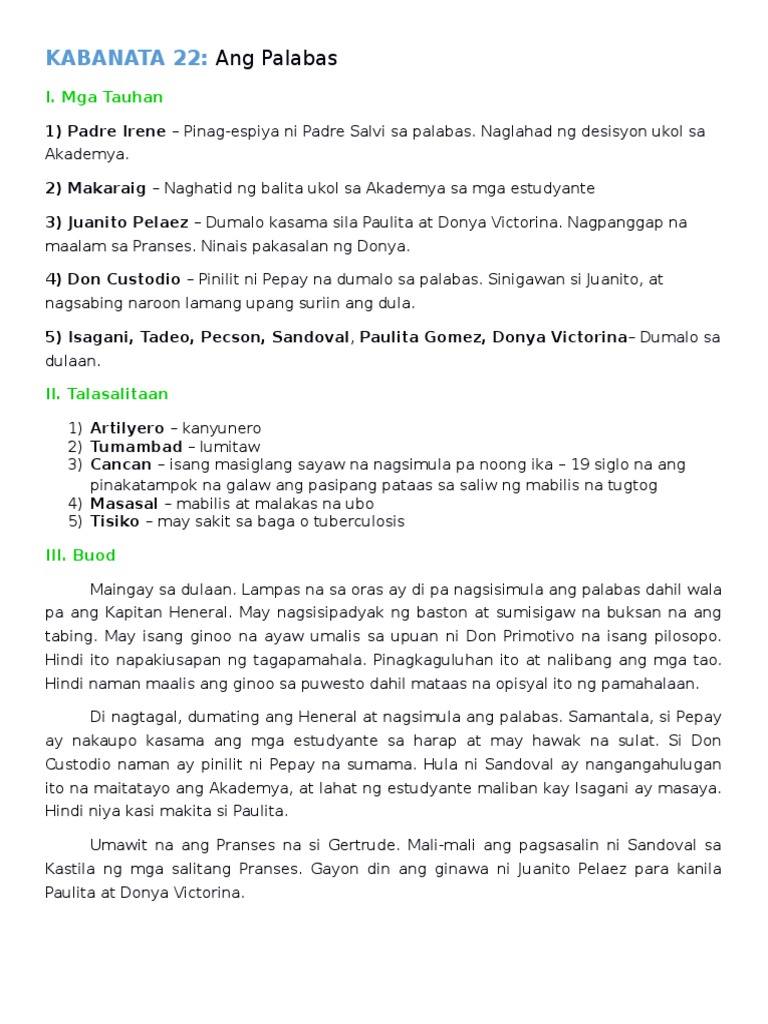KABANATA 22, El Filibusterismo