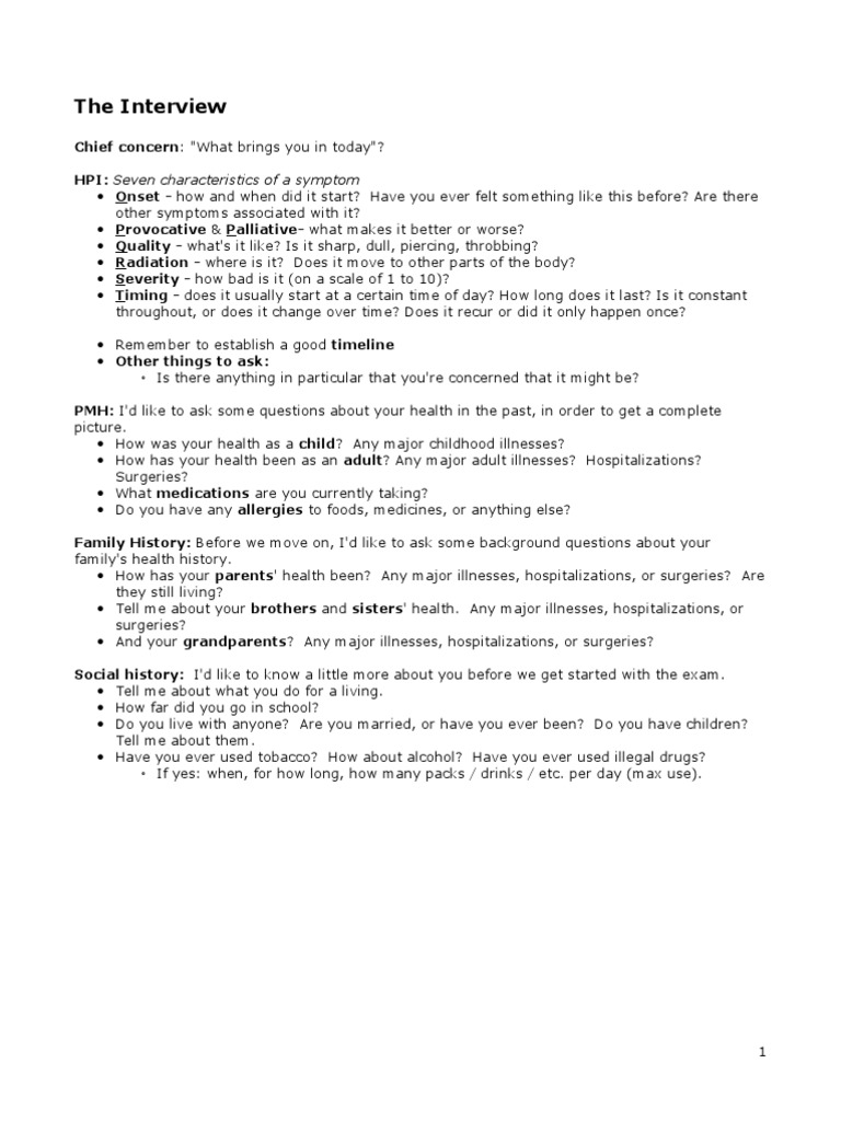 Physical Exam & Interview Checklist | PDF | Anatomical Terms Of Motion ...