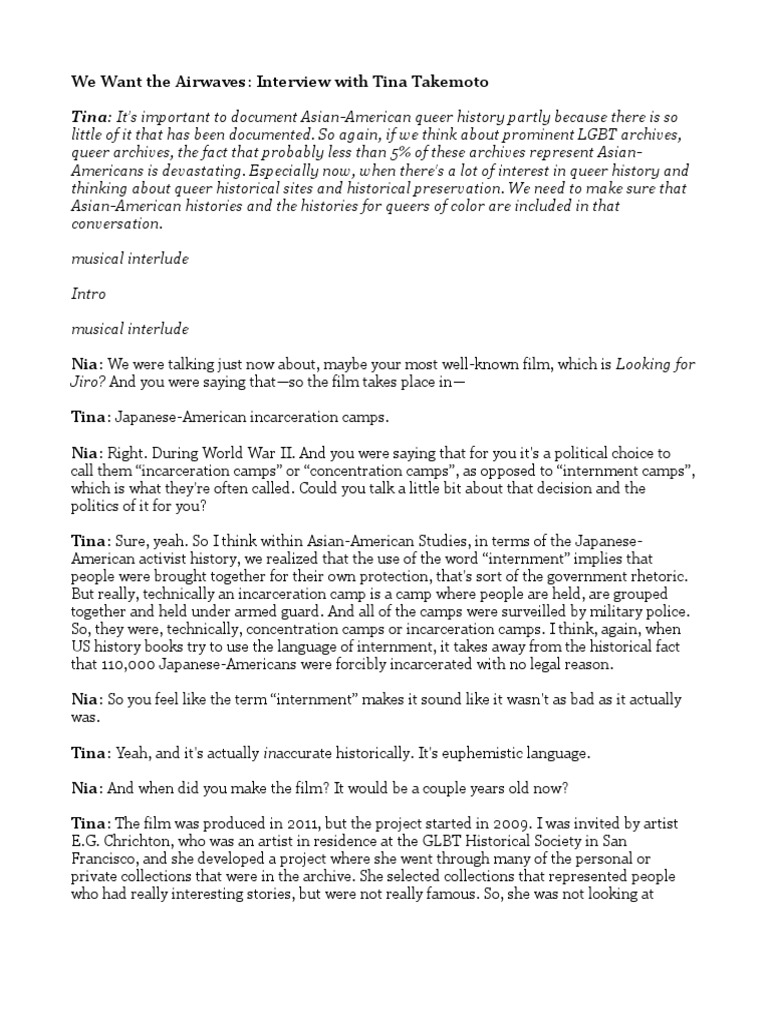 We Want The Airwaves - Tina Takemoto | PDF | Internment Of Japanese ...