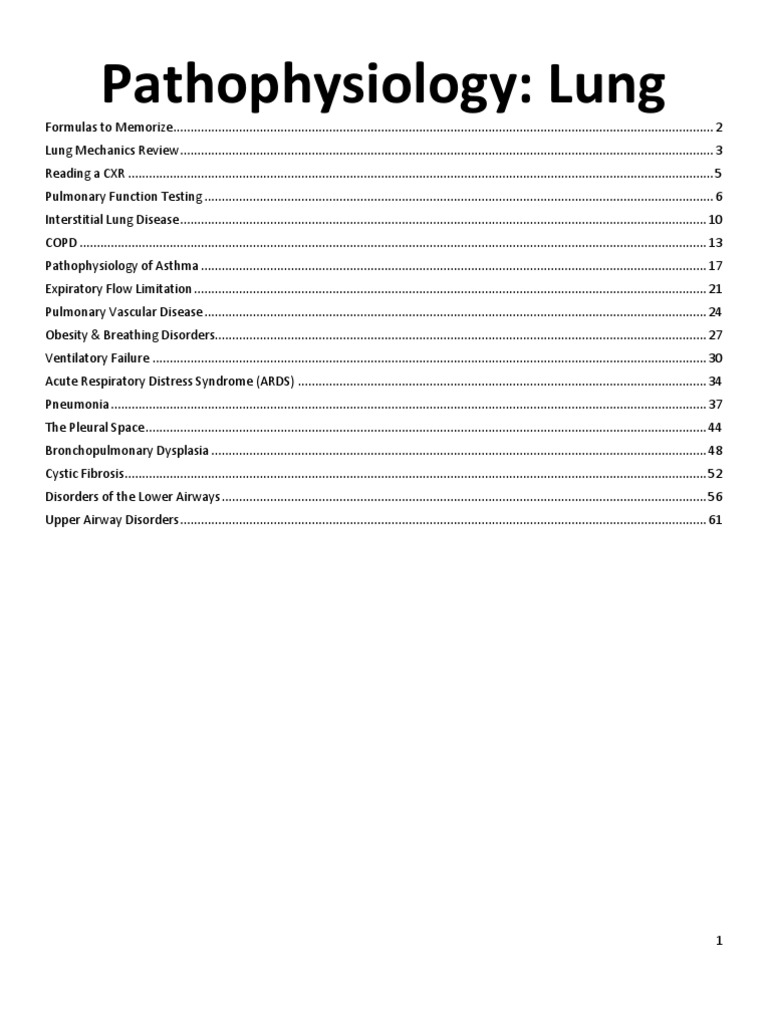 Lung - Pathophysiology | PDF | Chronic Obstructive Pulmonary Disease ...