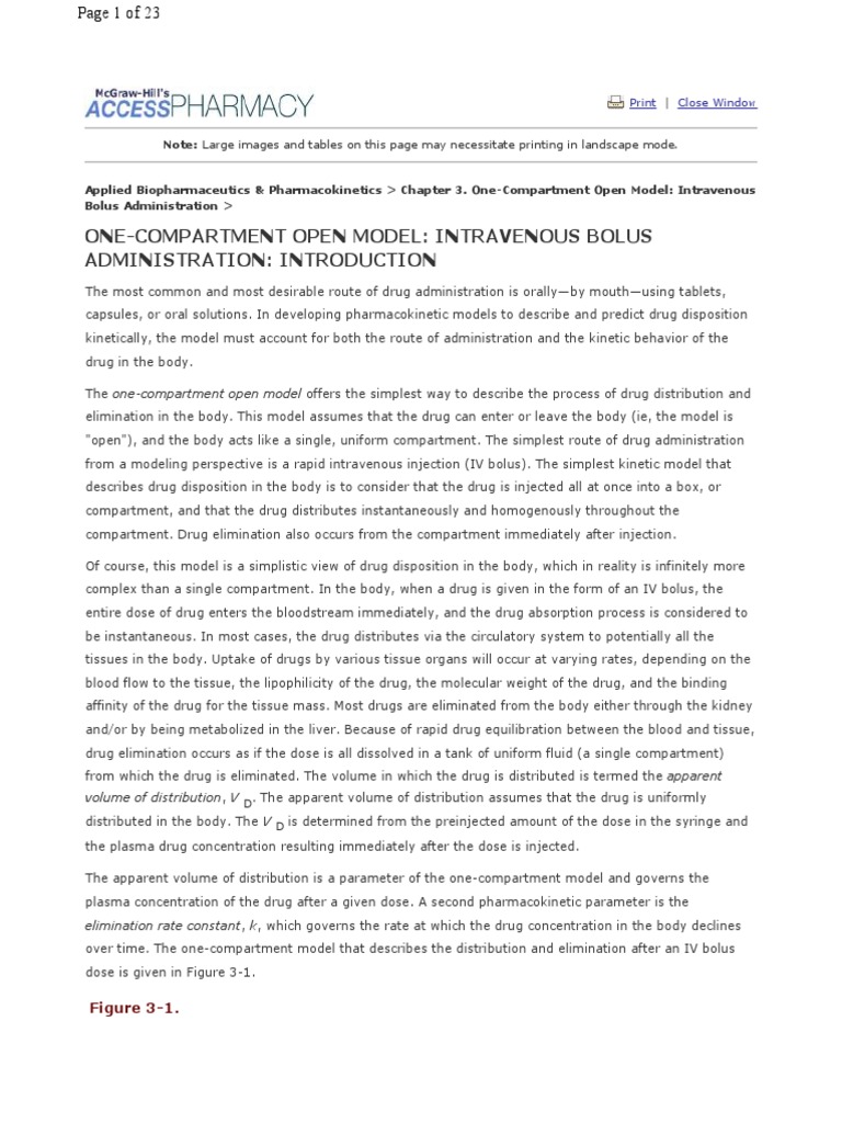 Chapter 3. One-Compartment Open Model Intravenous Bolus Administration ...