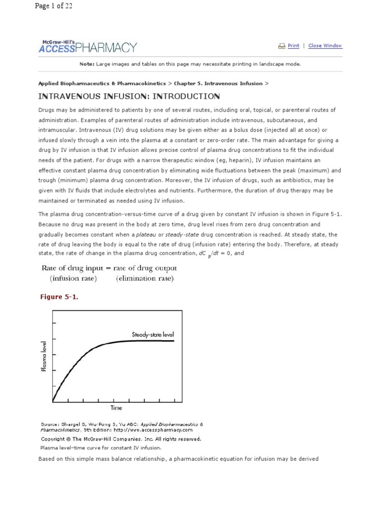 Chapter 5. Intravenous Infusion | PDF | Pharmacokinetics | Intravenous ...