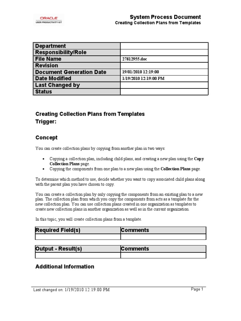 Creating Collection Plans From Templates - SPD | Download Free PDF ...