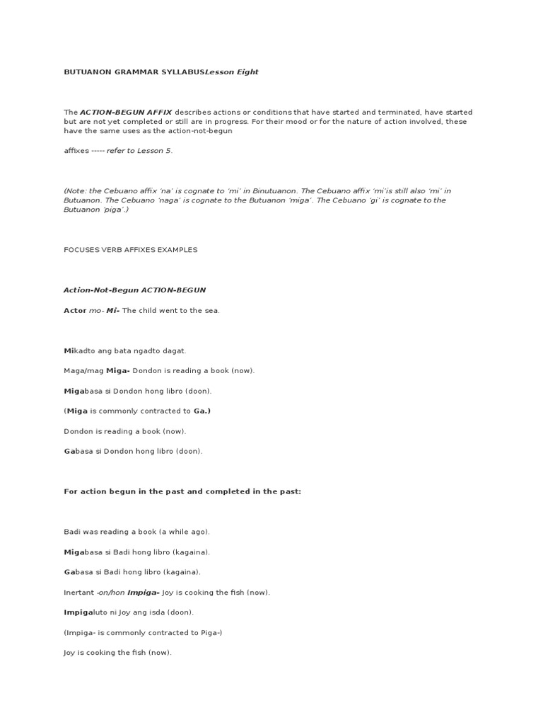 Lesson 8 - Butuanon Dialect | PDF | Tagalog Language | Languages Of ...