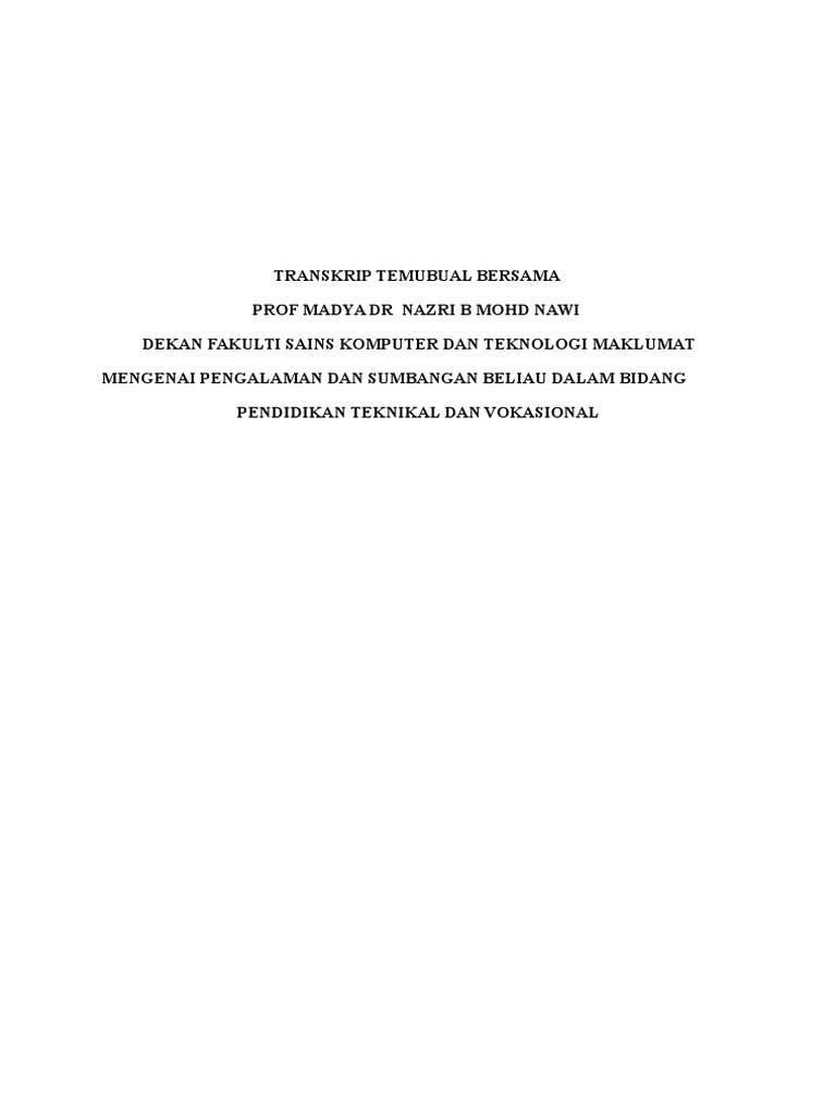 Draft Transkrip Temubual | PDF