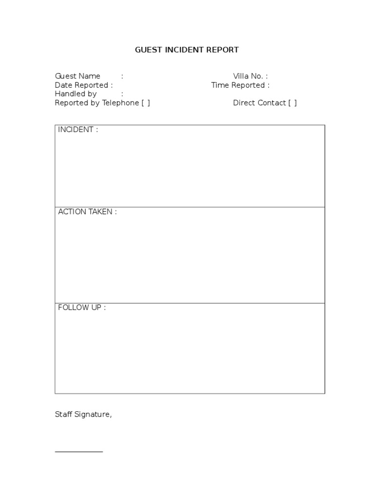 Guest Incident Report | PDF